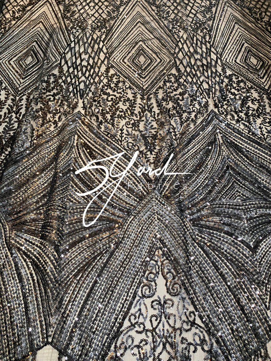 The Black Mimi Sequin Fabric – 5yardfabrics